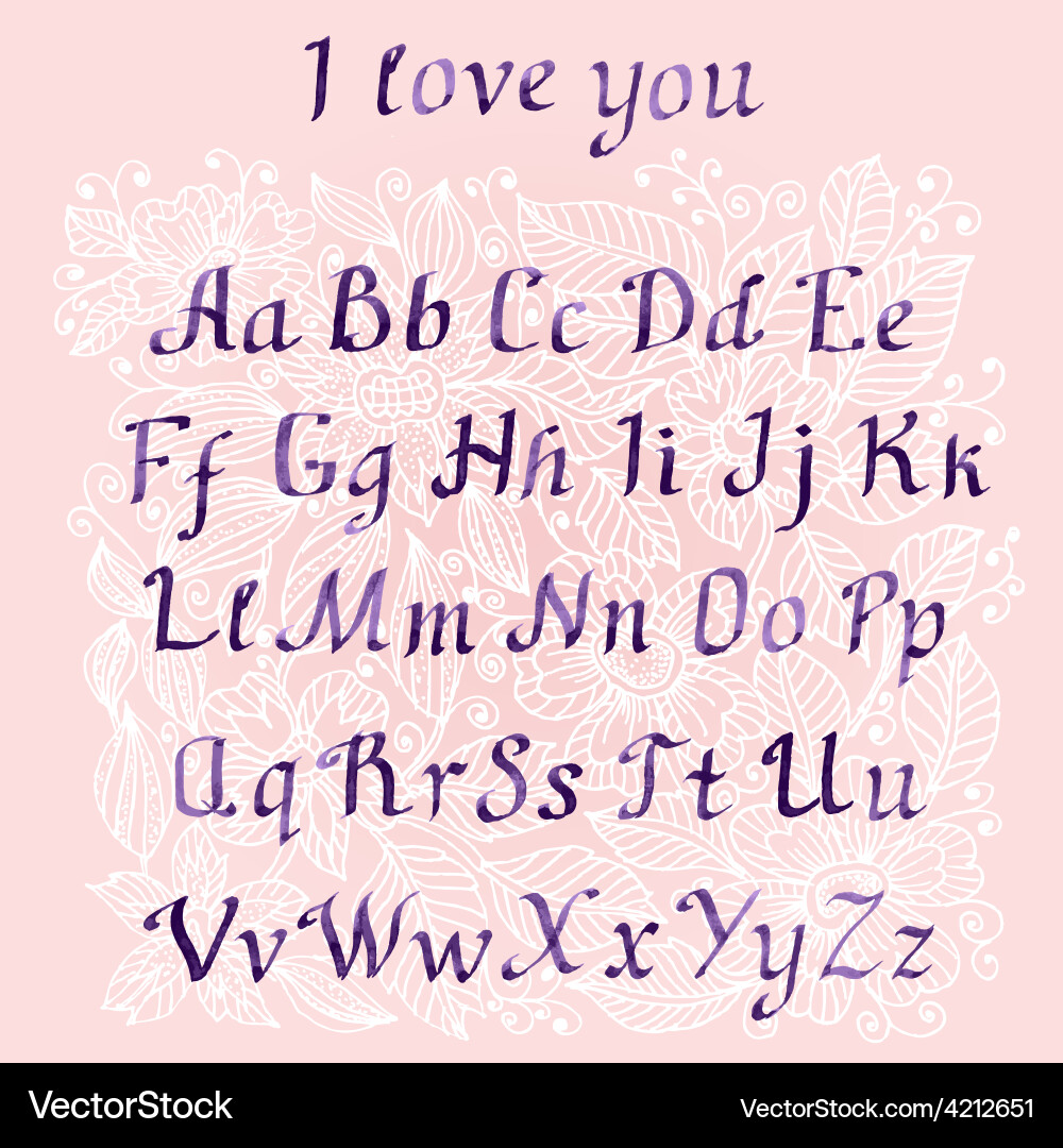 Romantic handwritten watercolor letters Royalty Free Vector