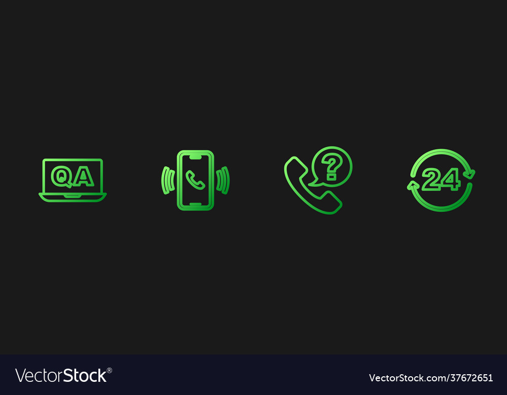 Set line telephone 24 hours support question Vector Image Set line telephone 24 hours support question Vector Image