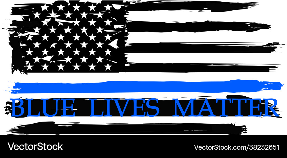 Thin blue line us flag police Royalty Free Vector Image