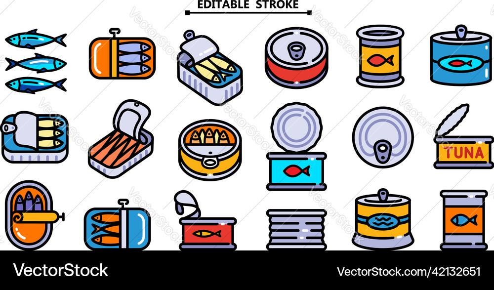 Tin can colorful icons set Royalty Free Vector Image