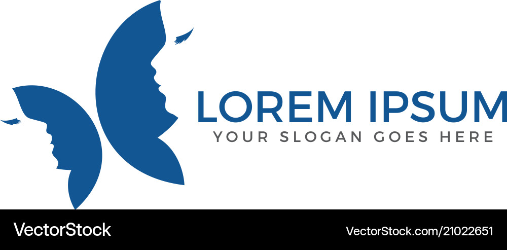 Women faces in butterfly shape logo Royalty Free Vector
