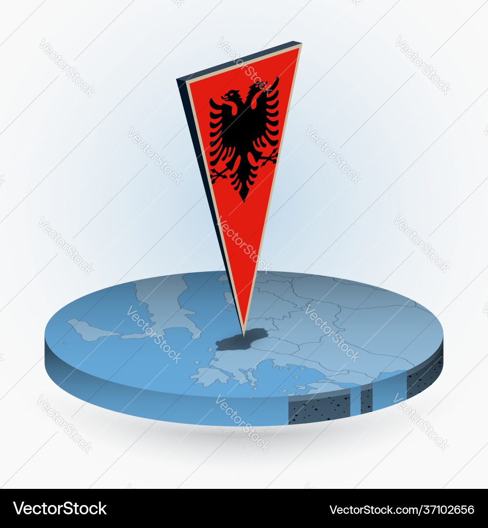 Albania map in round isometric style Royalty Free Vector