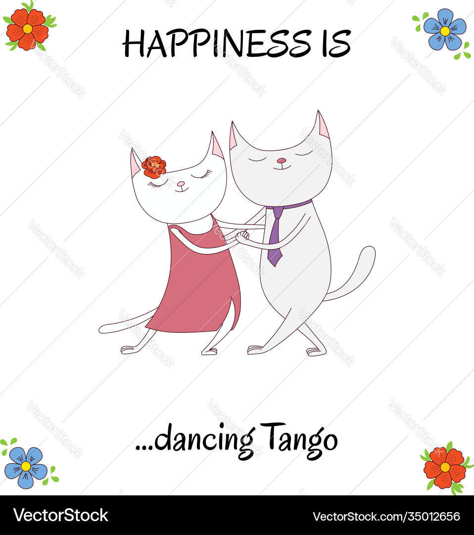 Argentine tango funny cats poster Royalty Free Vector Image
