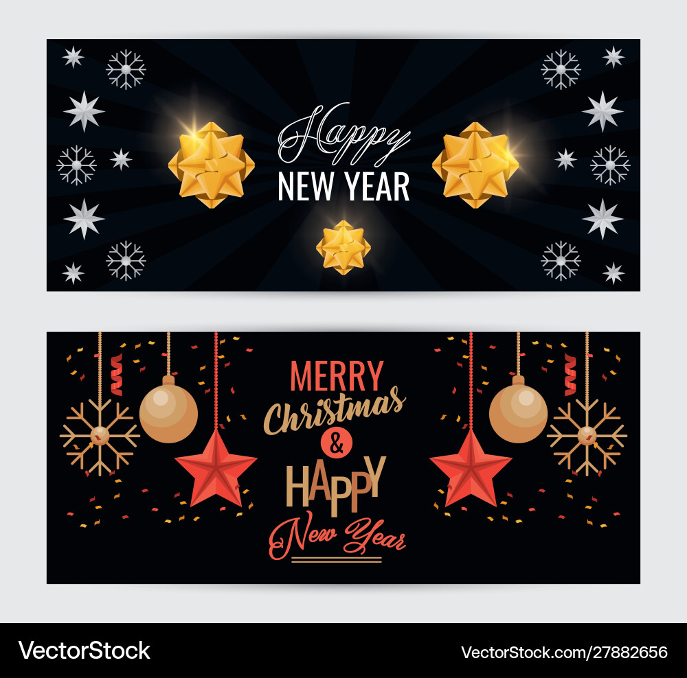 Bundle happy new year cards Royalty Free Vector Image