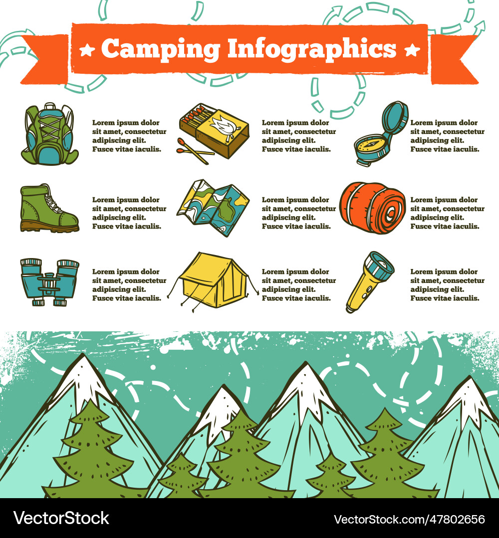 Camping infographics sketch infographics Vector Image