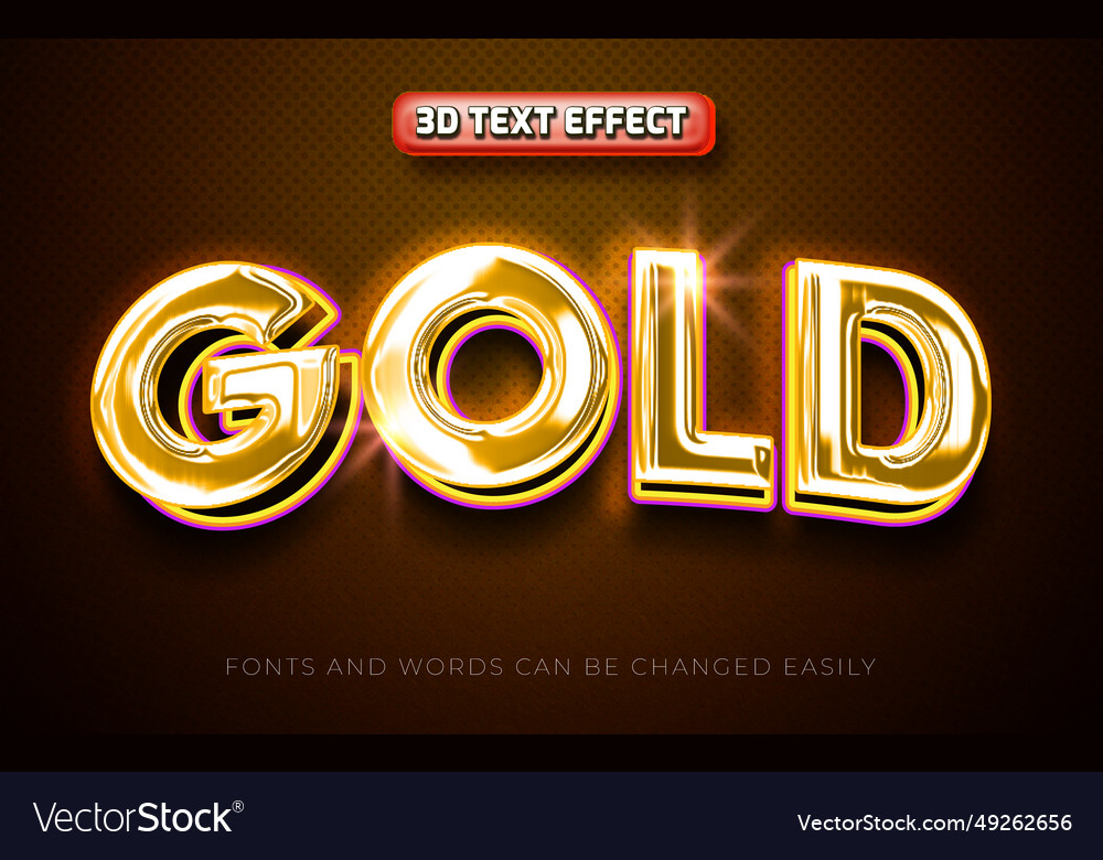 Gold Shiny 3d Editable Text Effect Style Vector Image
