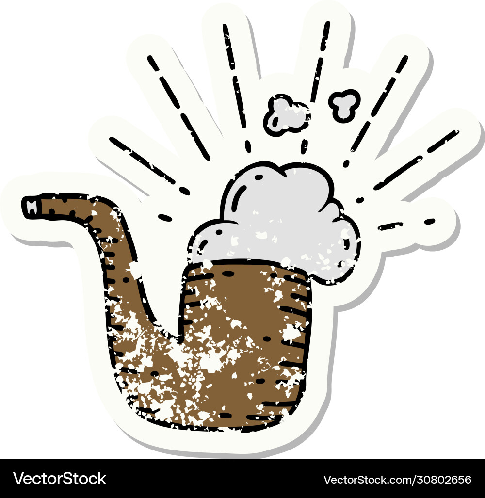Grunge sticker tattoo style smoking pipe Vector Image