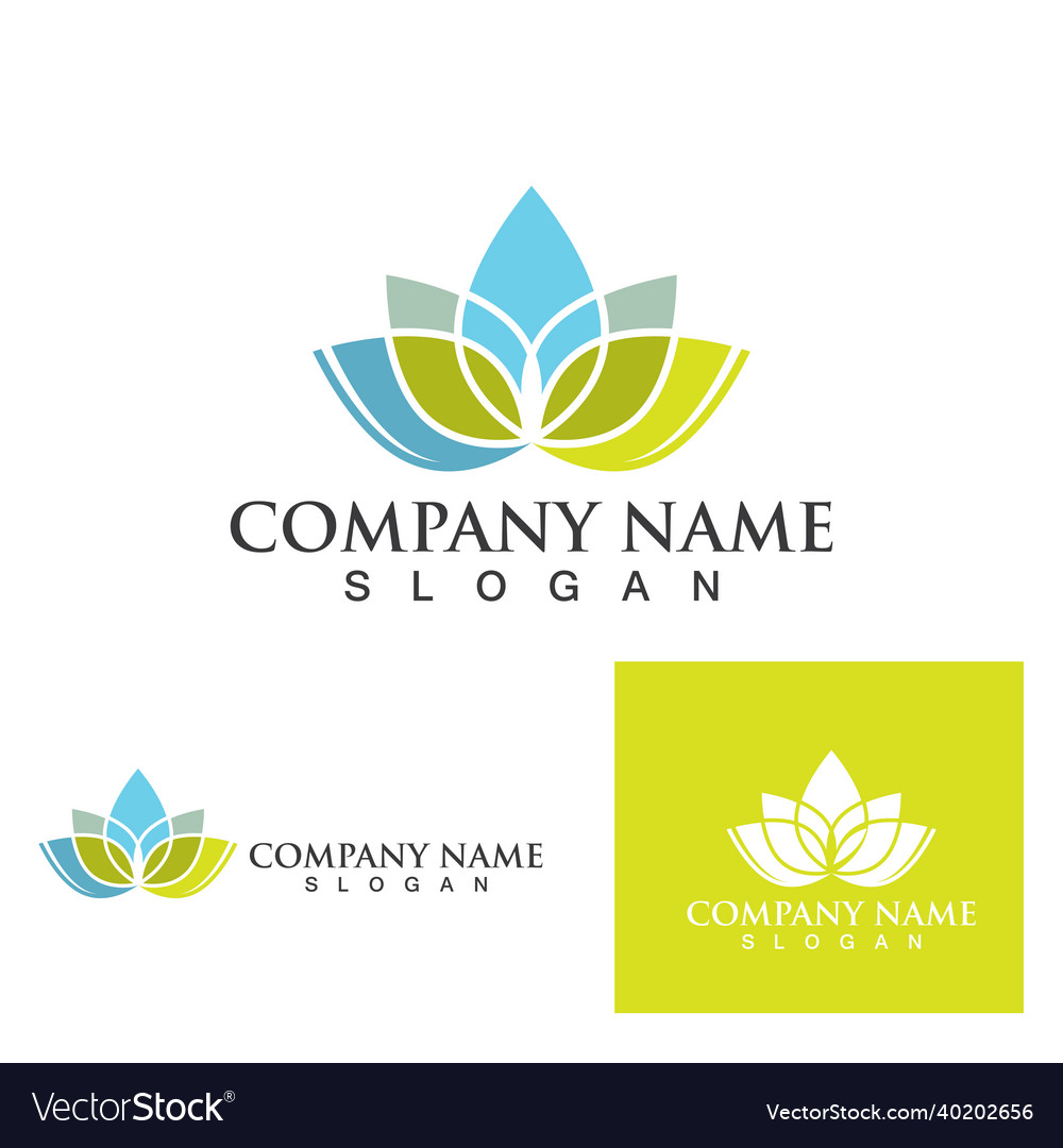 Lotus logo flower logo and symbol icon Royalty Free Vector