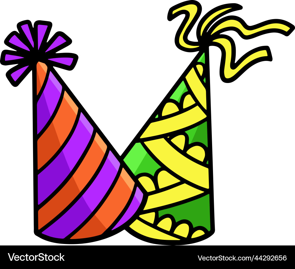 Party hat cartoon colored clipart Royalty Free Vector Image