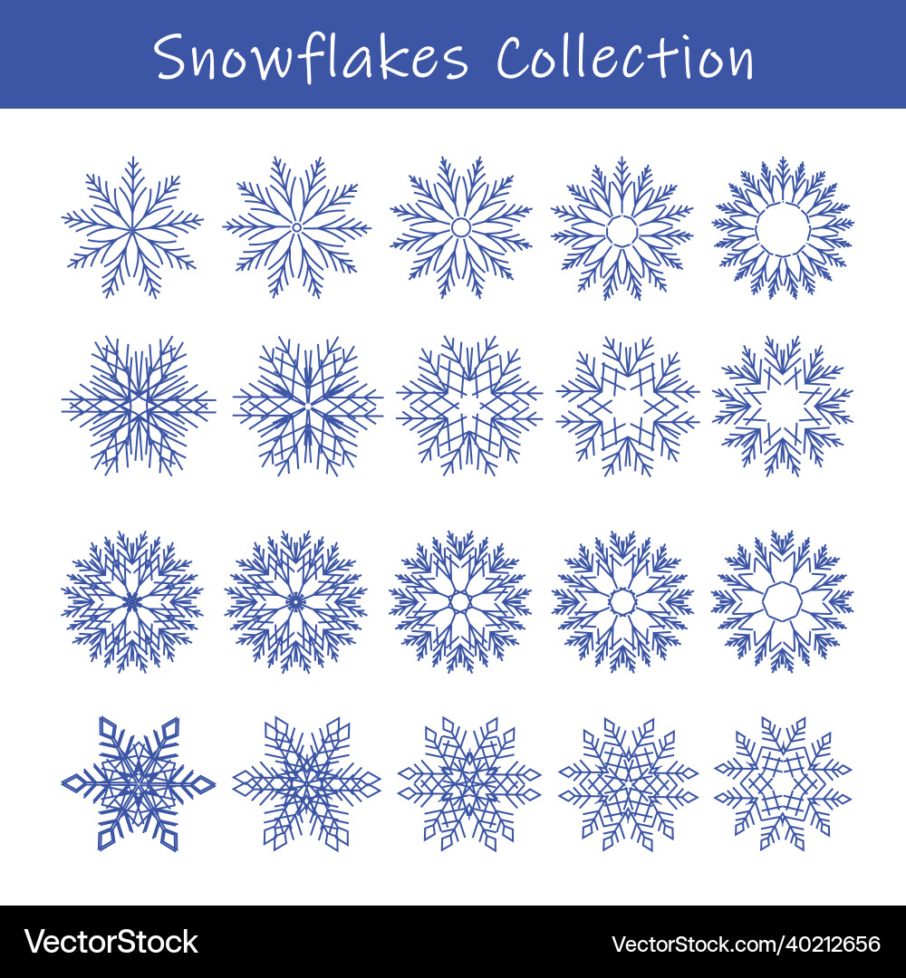 Snowflakes collection winter paper cut design Vector Image