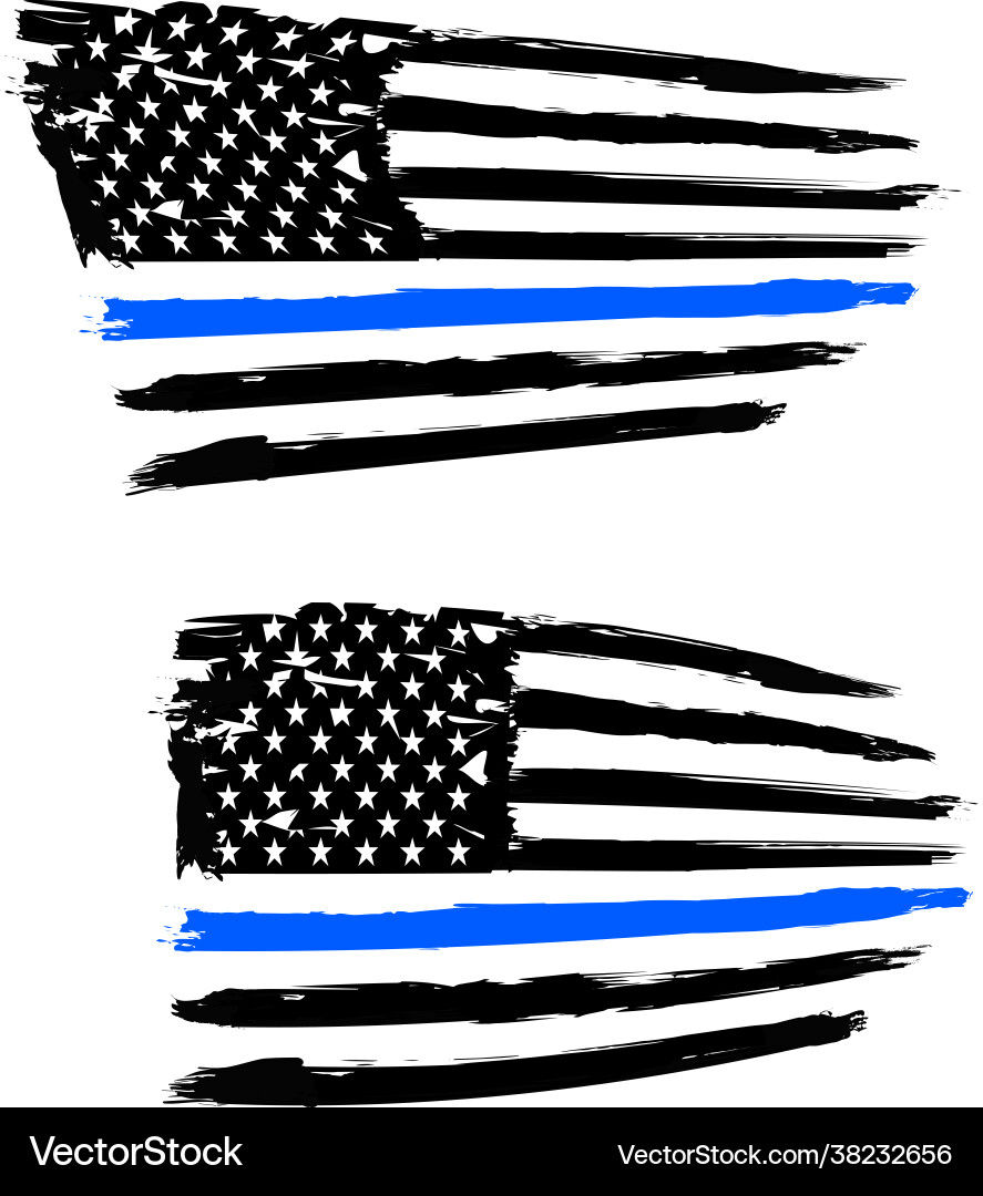Thin blue line us flag police Royalty Free Vector Image