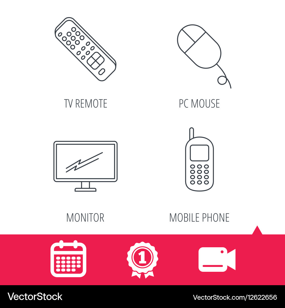 Tv remote pc mouse and mobile phone icons Vector Image