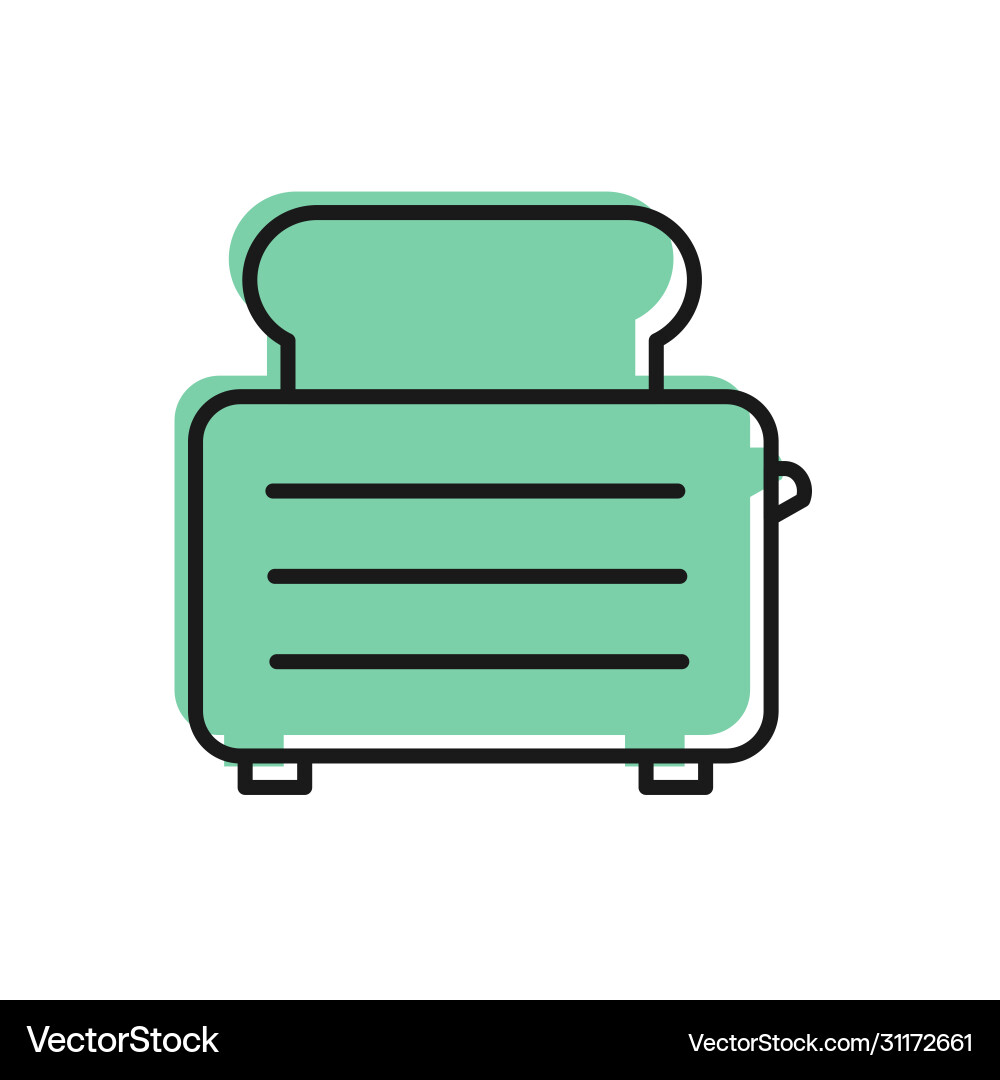 Black line toaster with toasts icon isolated Vector Image