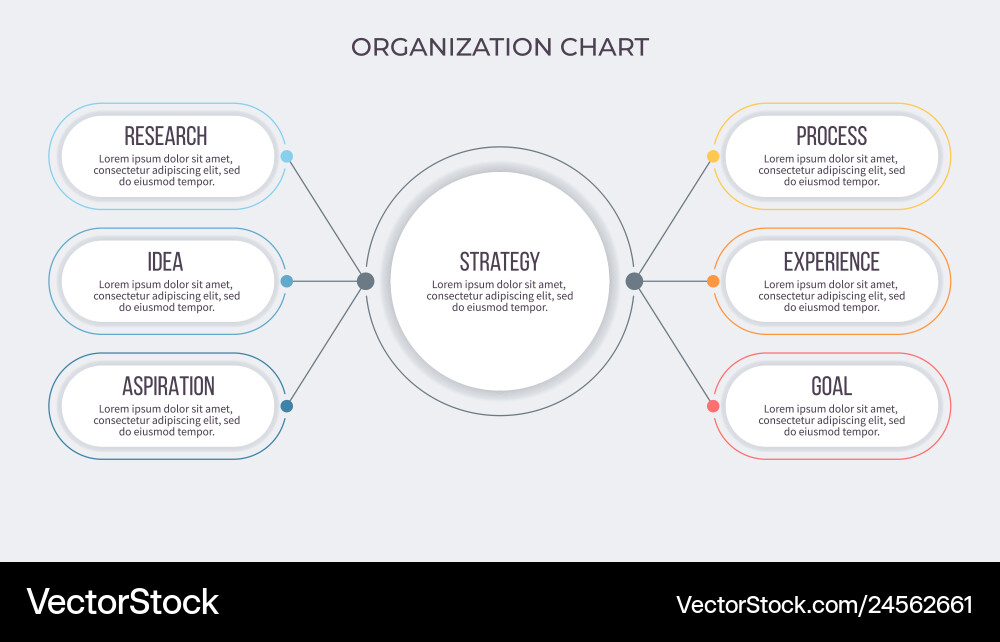 Business infographic organization chart with 6 Vector Image