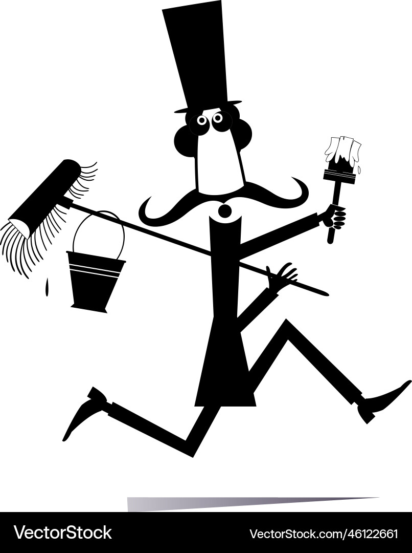 Cartoon running painter Royalty Free Vector Image