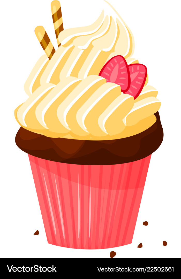Cartoon style sweet cupcake Royalty Free Vector Image