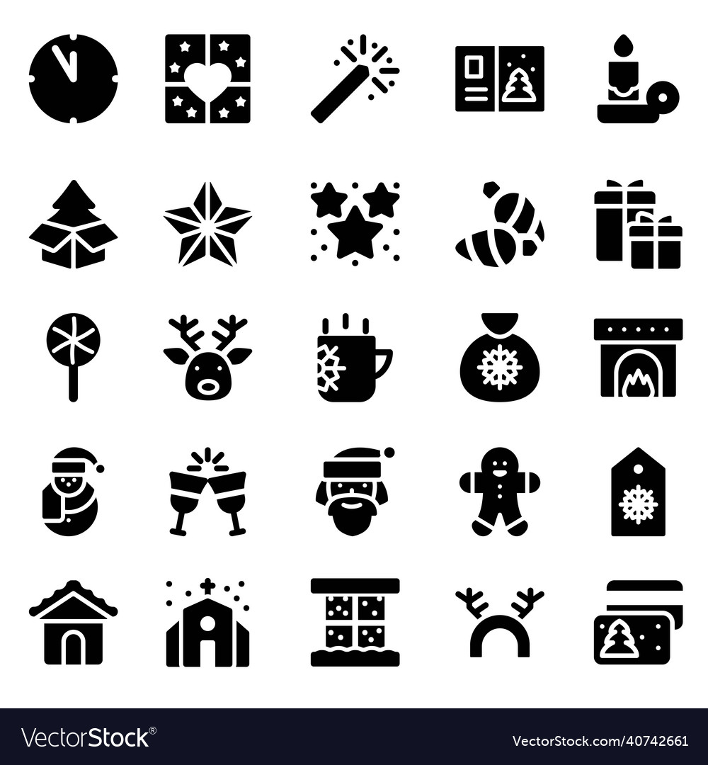 Christmas icons set Royalty Free Vector Image - VectorStock