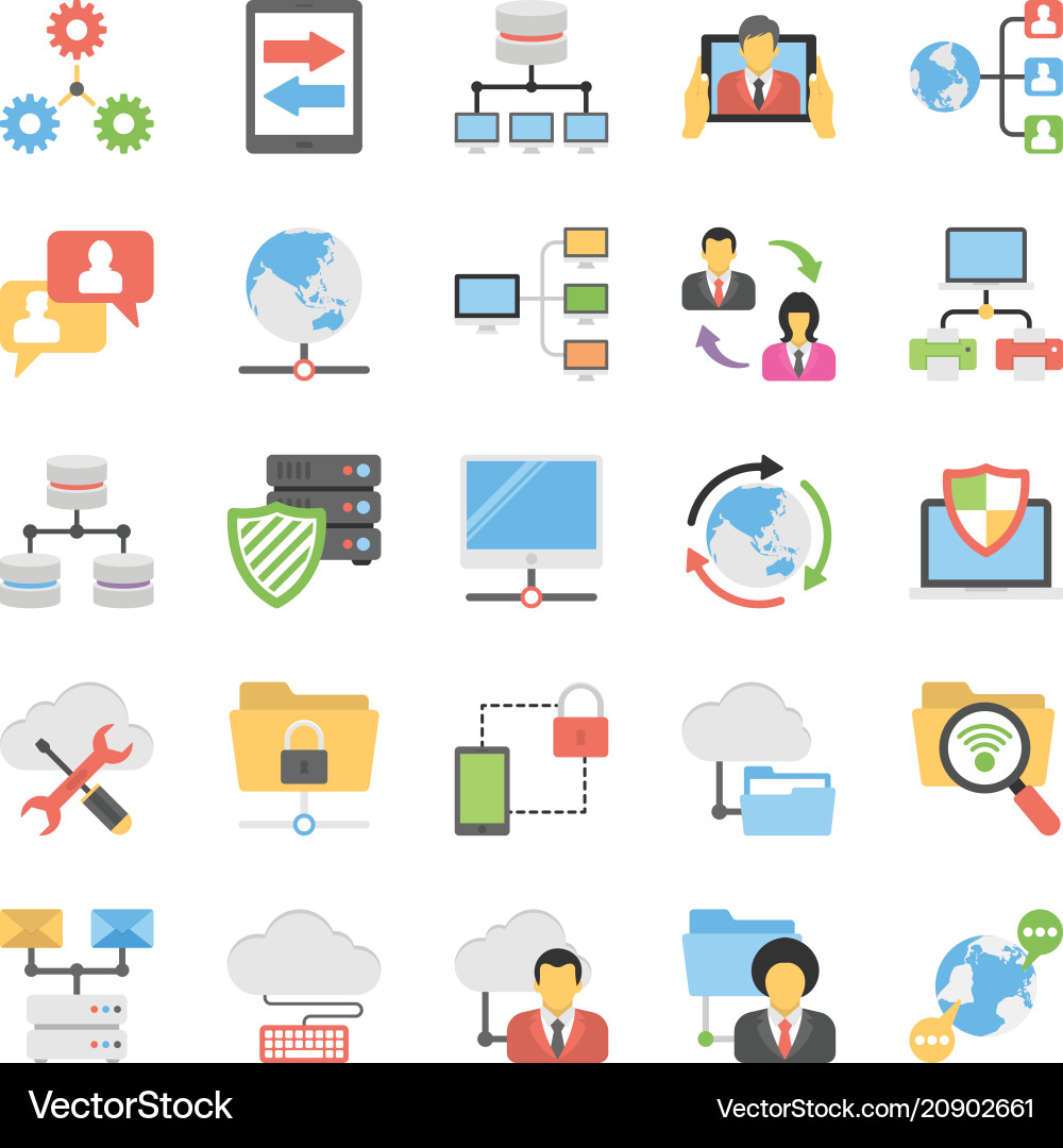 Collection of communication and networking icons Vector Image