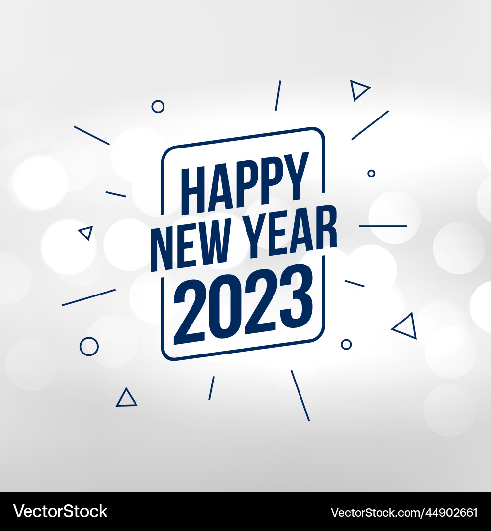 Happy new year 2023 event flyer with bokeh effect Vector Image