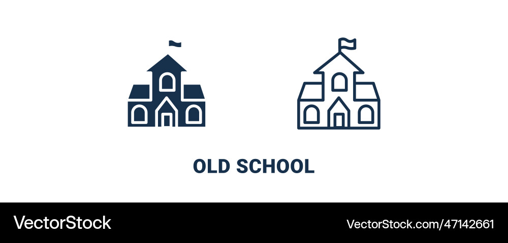 Old school icon outline and filled school Vector Image
