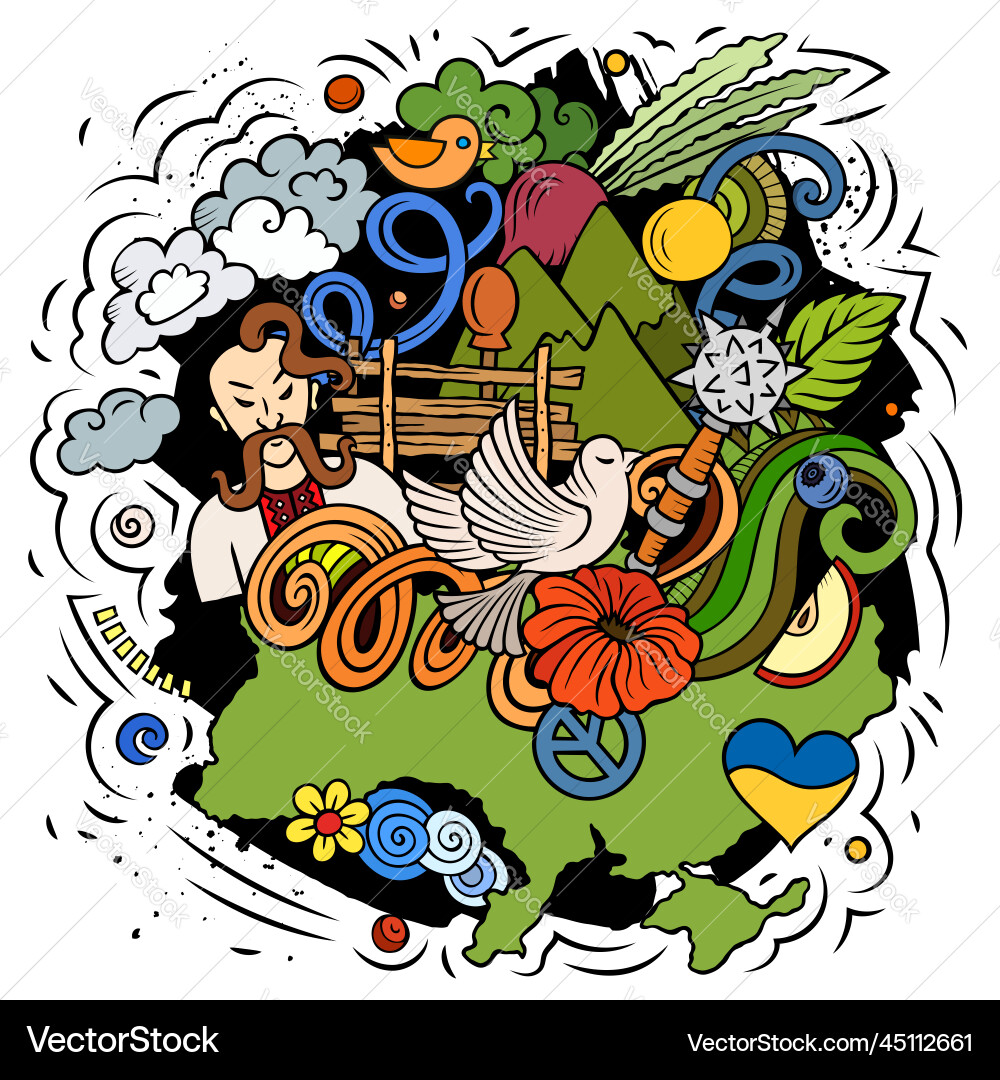 Ukraine cartoon doodle funny Royalty Free Vector Image