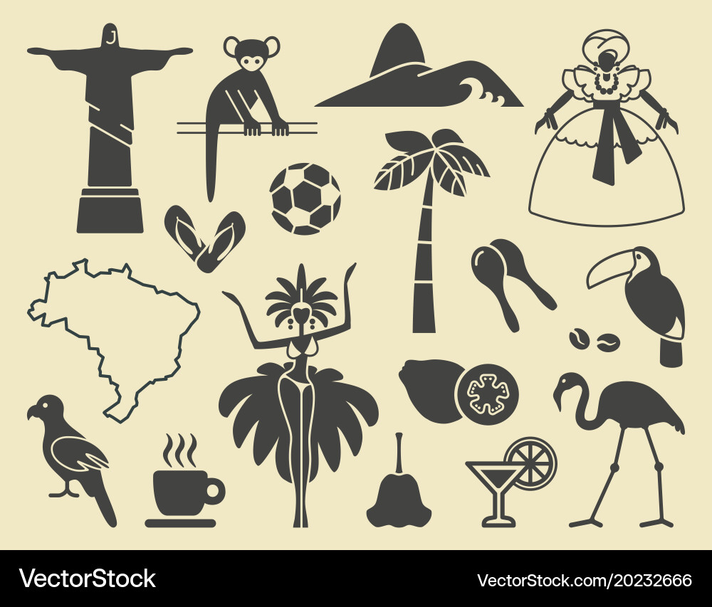 Brazilian icons Royalty Free Vector Image - VectorStock
