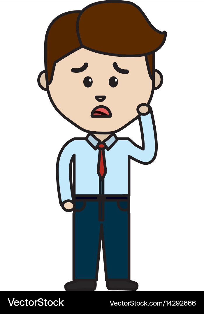 Businessman line cartoon face sad expression Vector Image