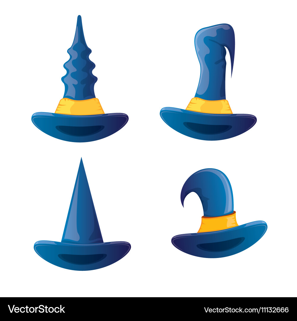 Cartoon glossy blue witch hat isolated Royalty Free Vector