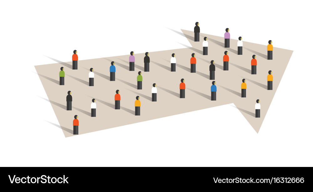 Direction arrow concept of leadership crowd group Vector Image