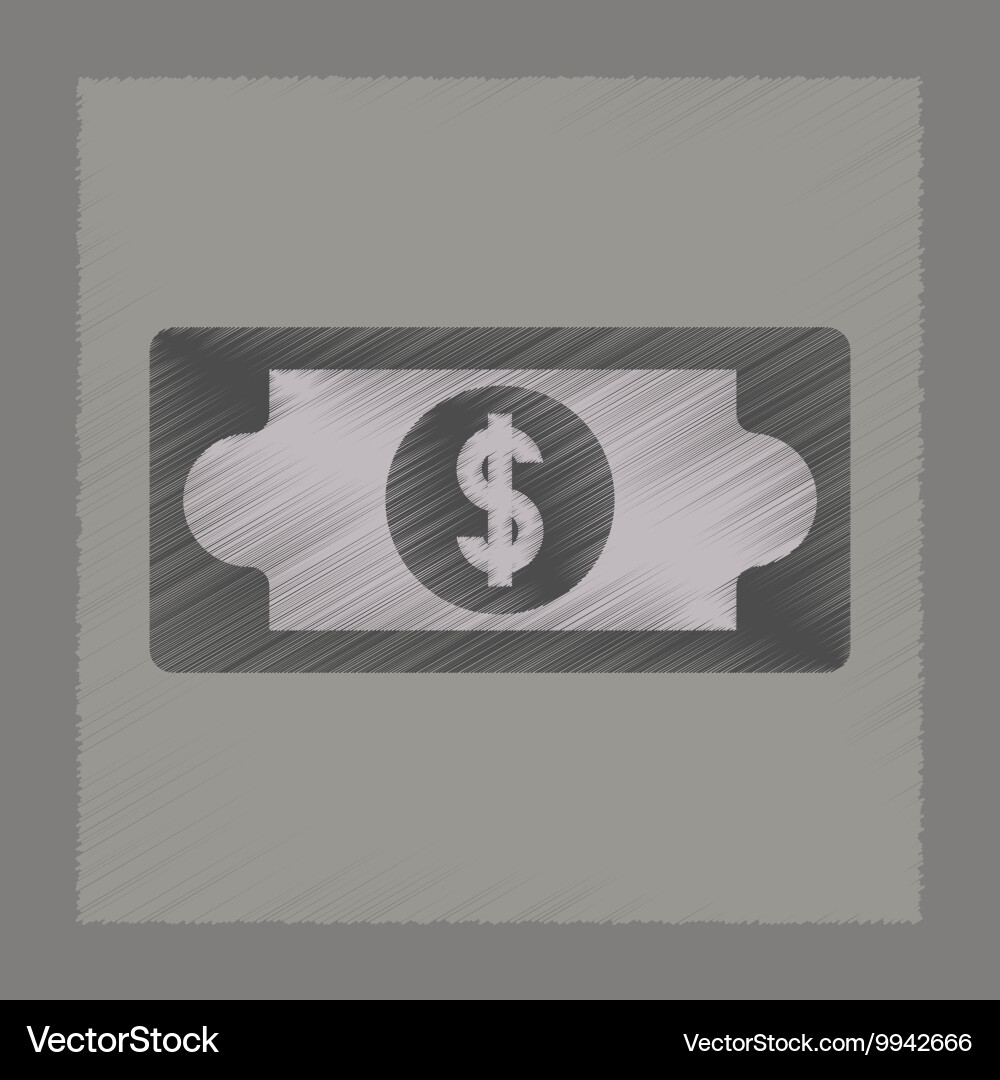 Flat shading style icon dollar money Royalty Free Vector