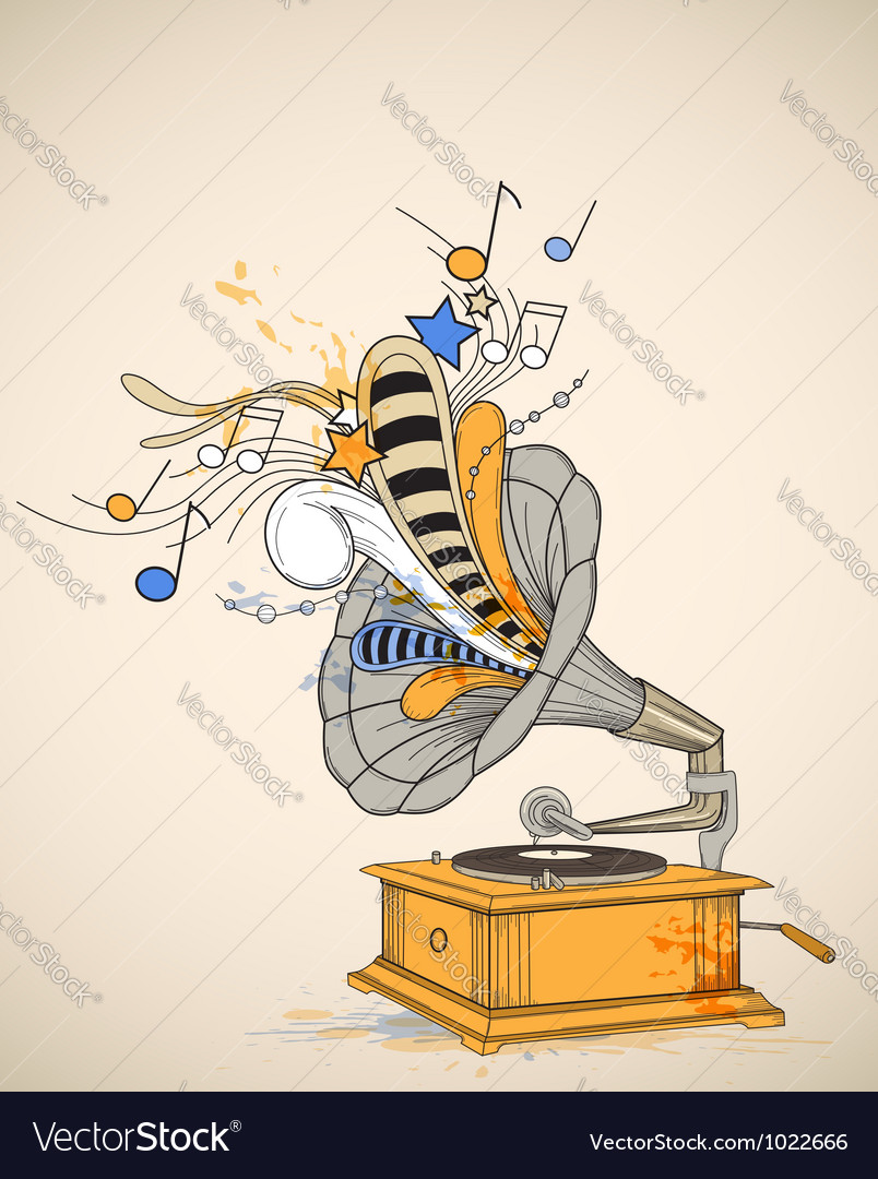 Gramophone Royalty Free Vector Image - VectorStock Gramophone Royalty Free Vector Image - VectorStock
