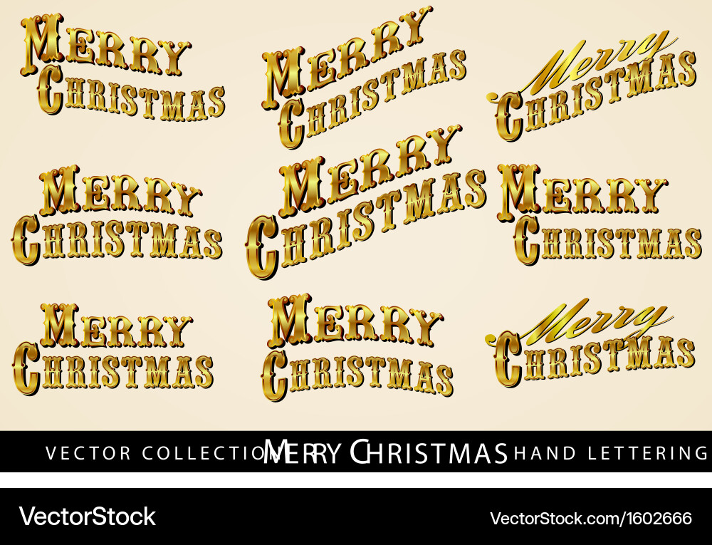 Merry christmas text in gold Royalty Free Vector Image