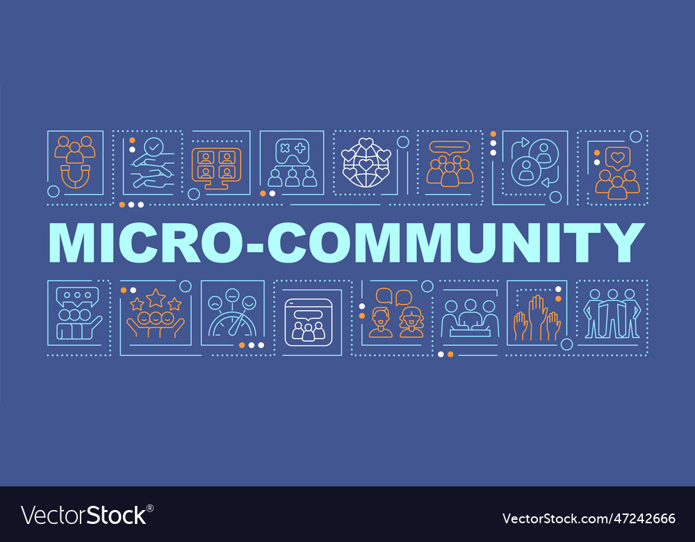 Micro community word concepts dark blue banner Vector Image