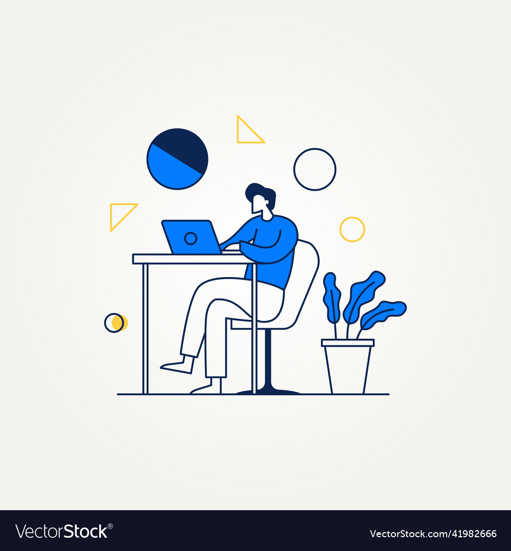 Modern line art flat design concept of business Vector Image