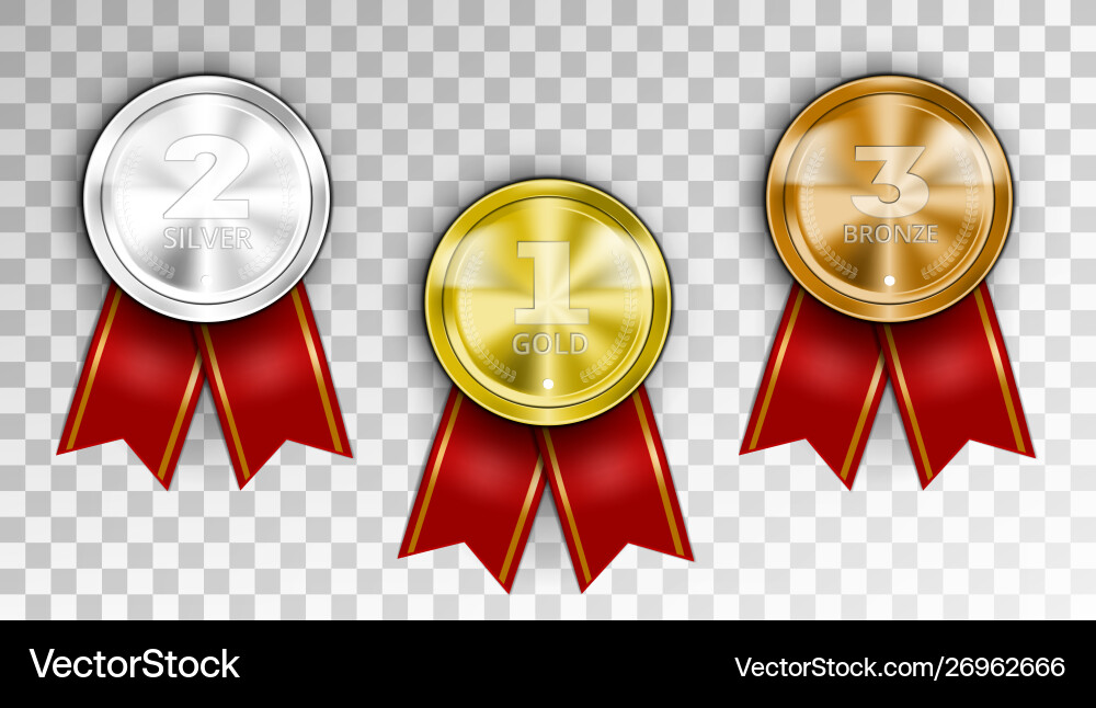 Realistic award medals three winner champion Vector Image