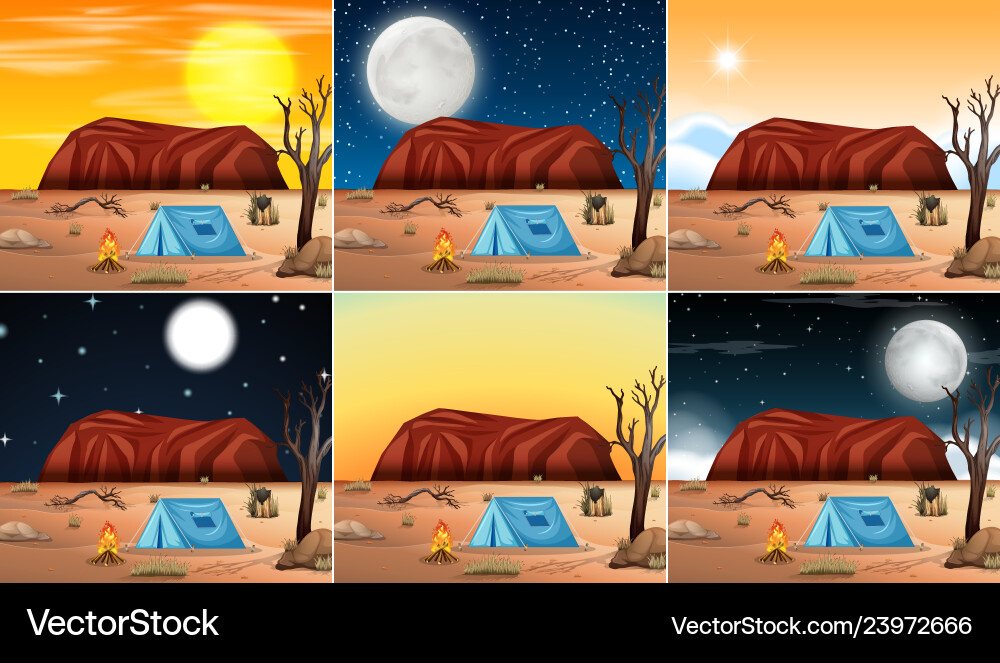 Set of desert scenes Royalty Free Vector Image