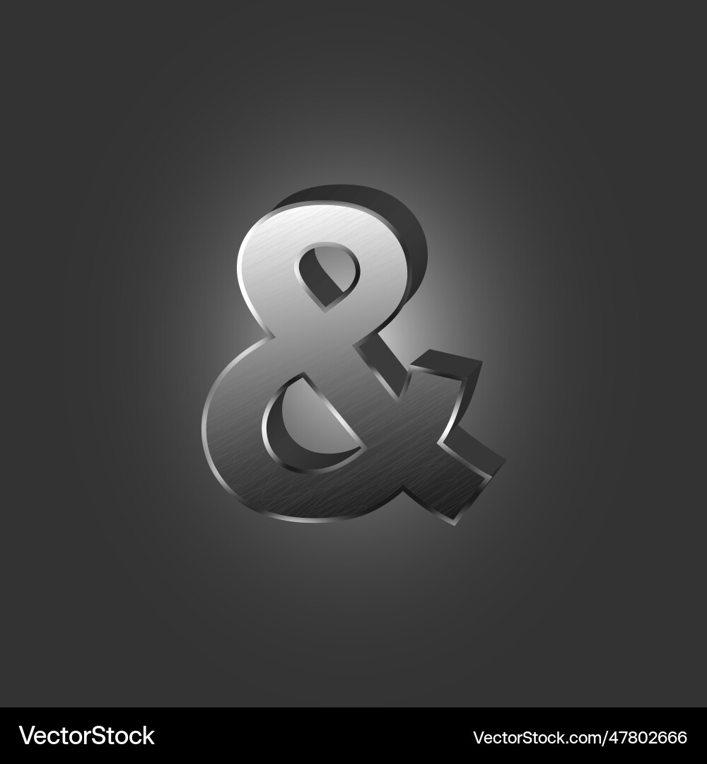 Symbol ampersand with metal effect Royalty Free Vector Image