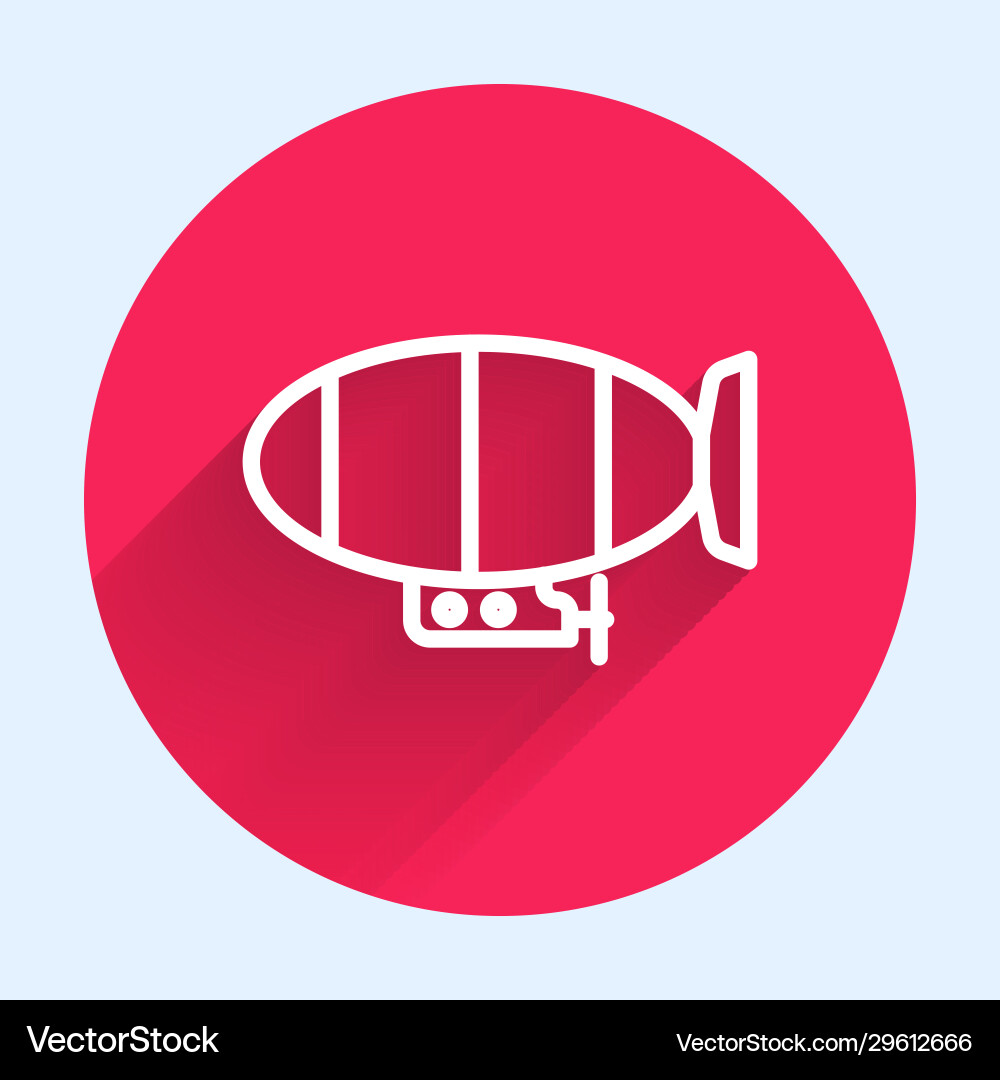 White line airship icon isolated with long shadow Vector Image