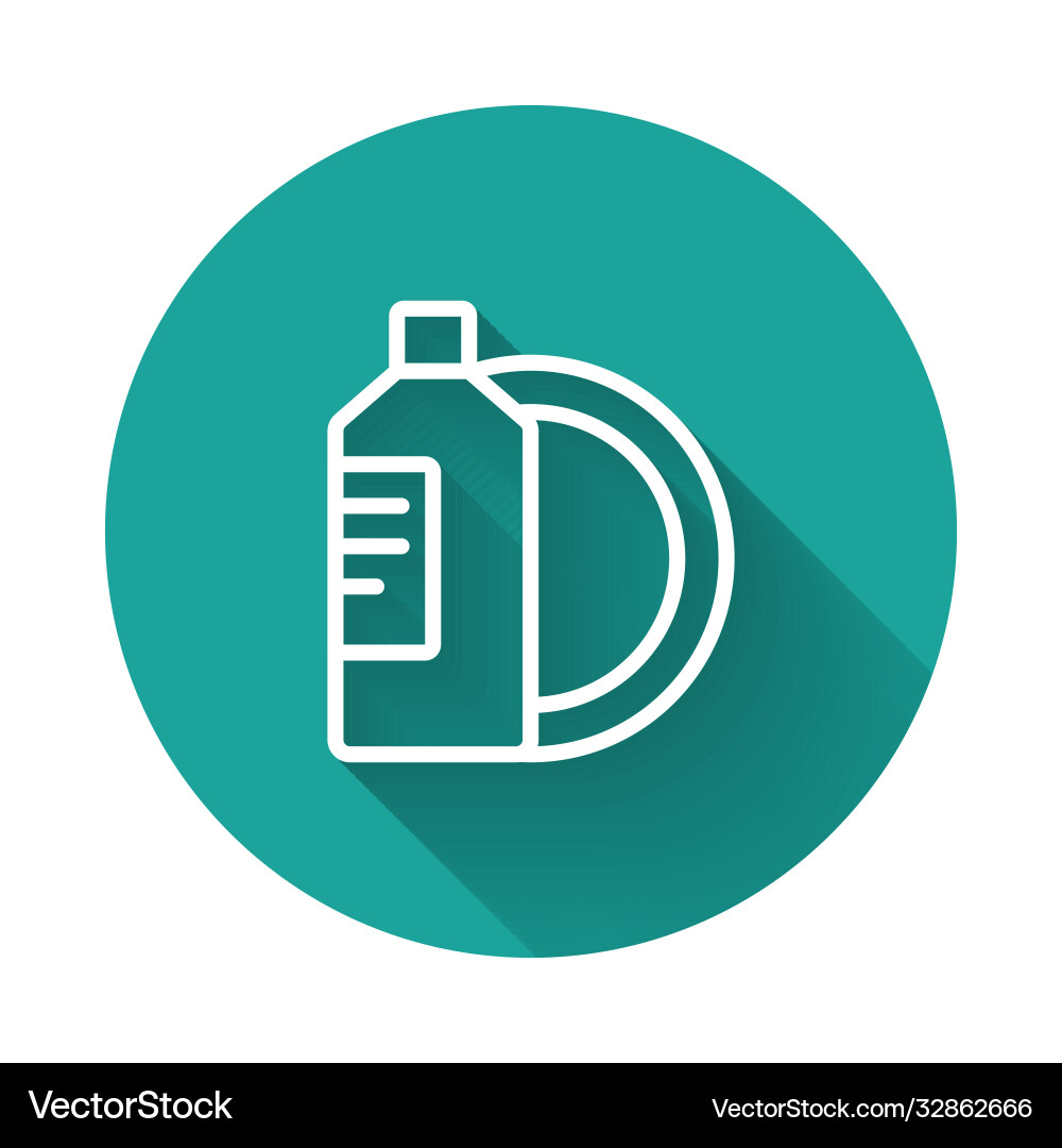 White line dishwashing liquid bottle and plate Vector Image