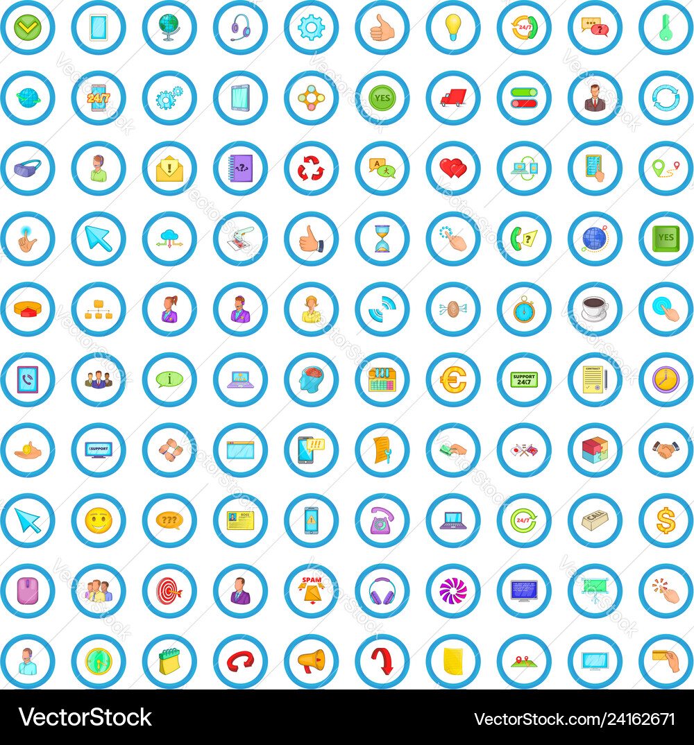 100 connection icons set cartoon style Royalty Free Vector
