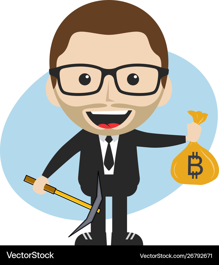Bitcoin crypto currency theme cartoon gentleman Vector Image