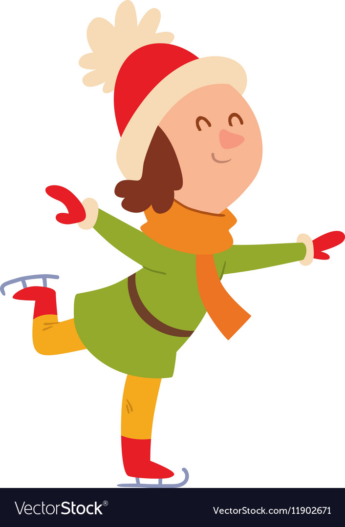 Christmas girl playing winter games Royalty Free Vector