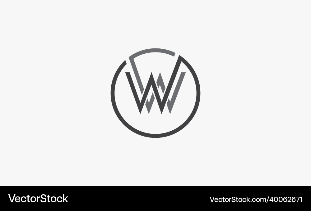 Circle w or ww logo letter isolated on white Vector Image