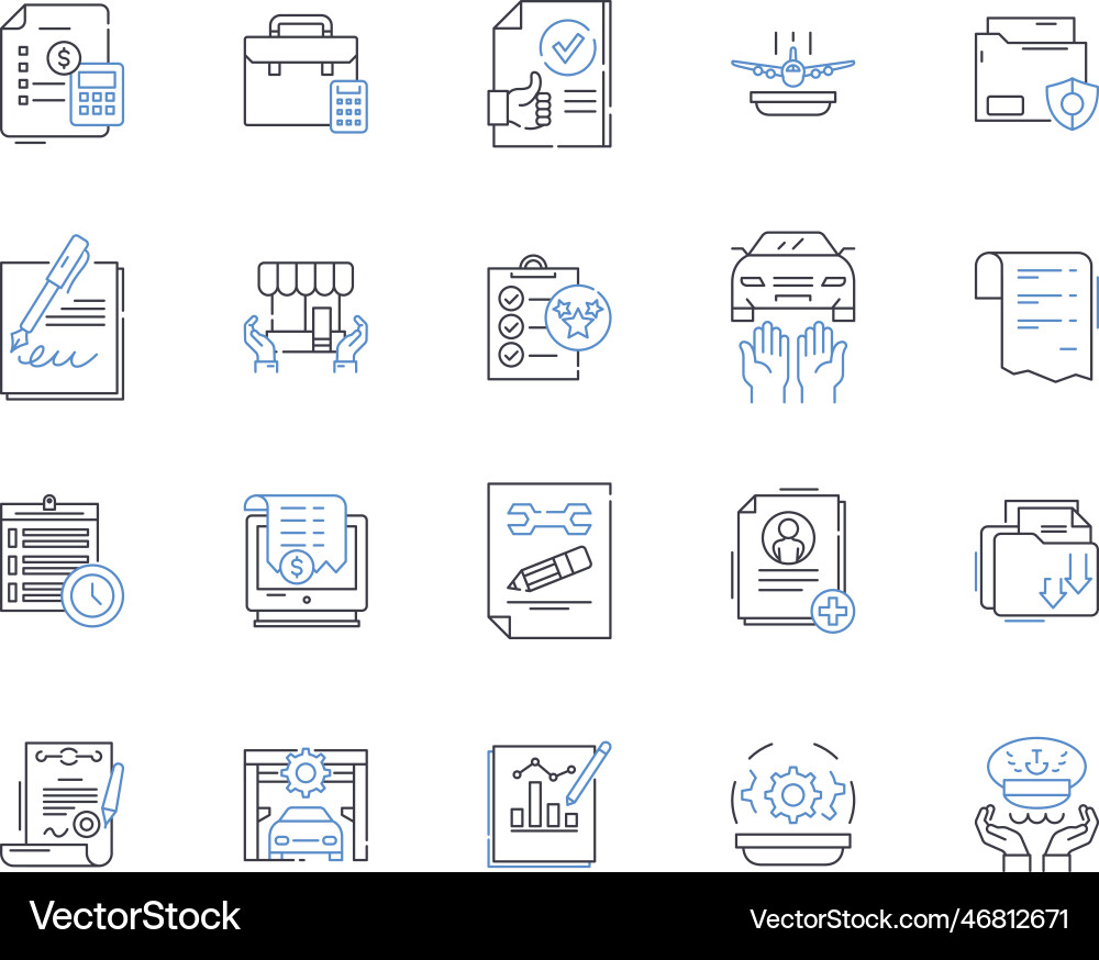 Compensation line icons collection salary Vector Image
