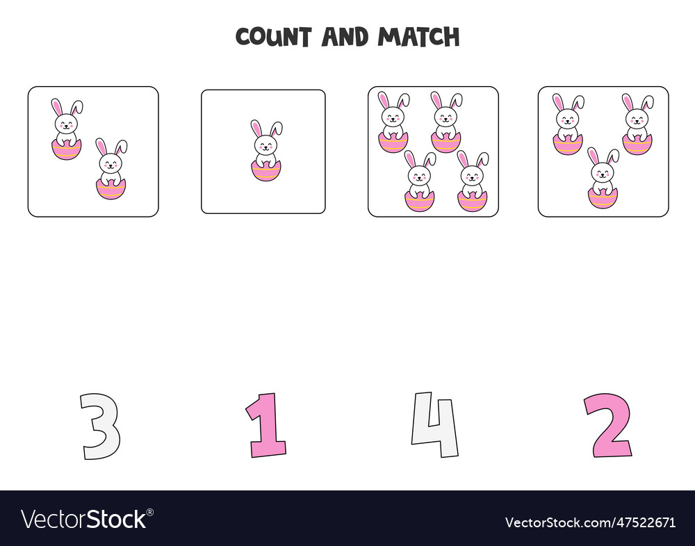 Counting game for kids count all easter rabbits Vector Image