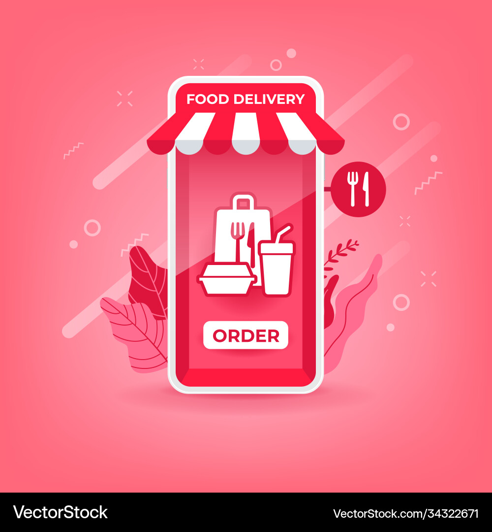 Food delivery online on mobile application Vector Image