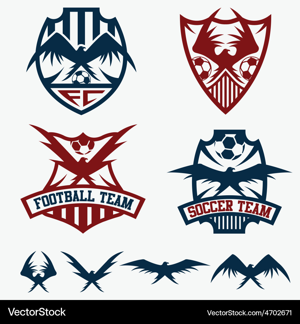 Football team crests set with eagles design Vector Image