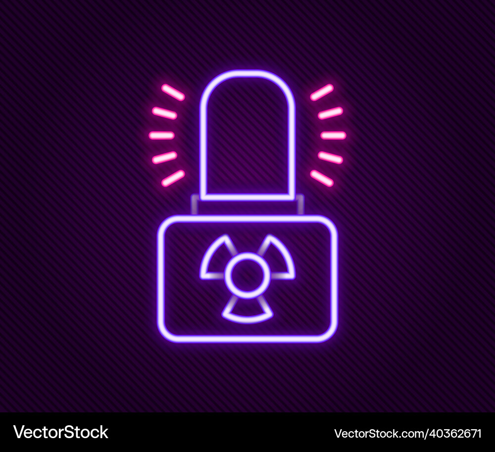 Glowing neon line radioactive warning lamp icon Vector Image