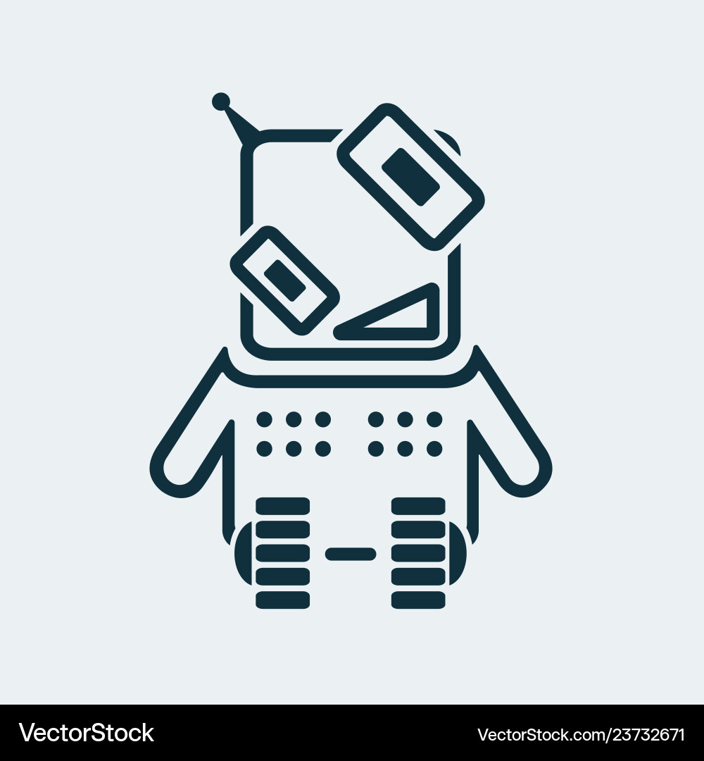 Icon of a happy robot in linear style Royalty Free Vector
