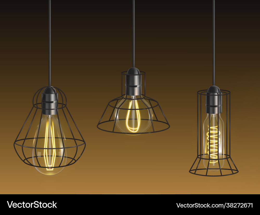 Retro incandescent light bulbs with lattice Vector Image